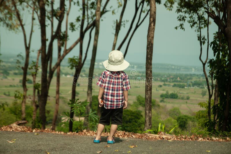 Kid Standing with Nice View Stock Image - Image of outdoors, nature ...