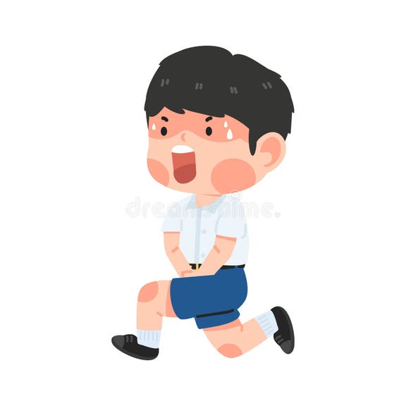 Kid Student boy need a pee stock vector. Illustration of health - 309836140