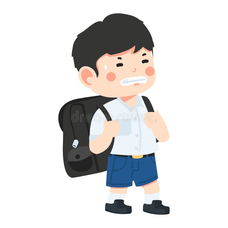 Kid student with heavy bag stock illustration. Illustration of standing ...