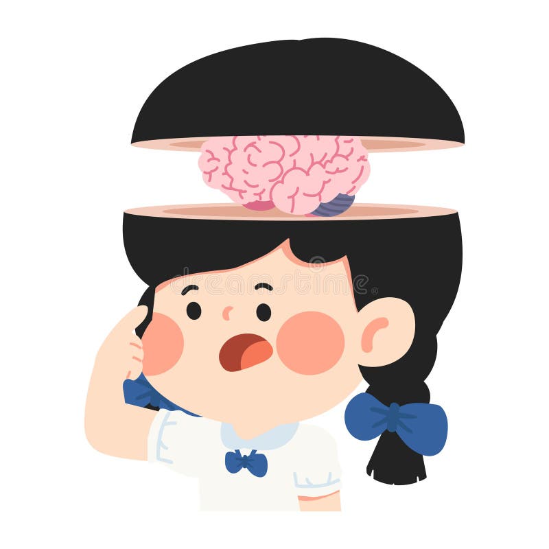 Kid Student Pointing To Their Brain Stock Vector - Illustration of ...