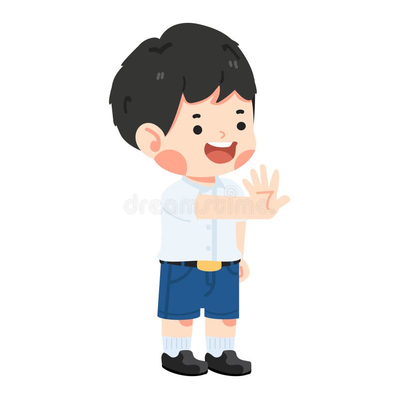 Kid Student Showing Hand Stop Gesture Stock Vector - Illustration of ...