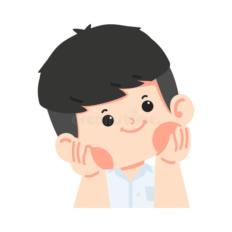 Kid Boy Student Sitting Floor Arms Cheeks Stock Vector - Illustration ...