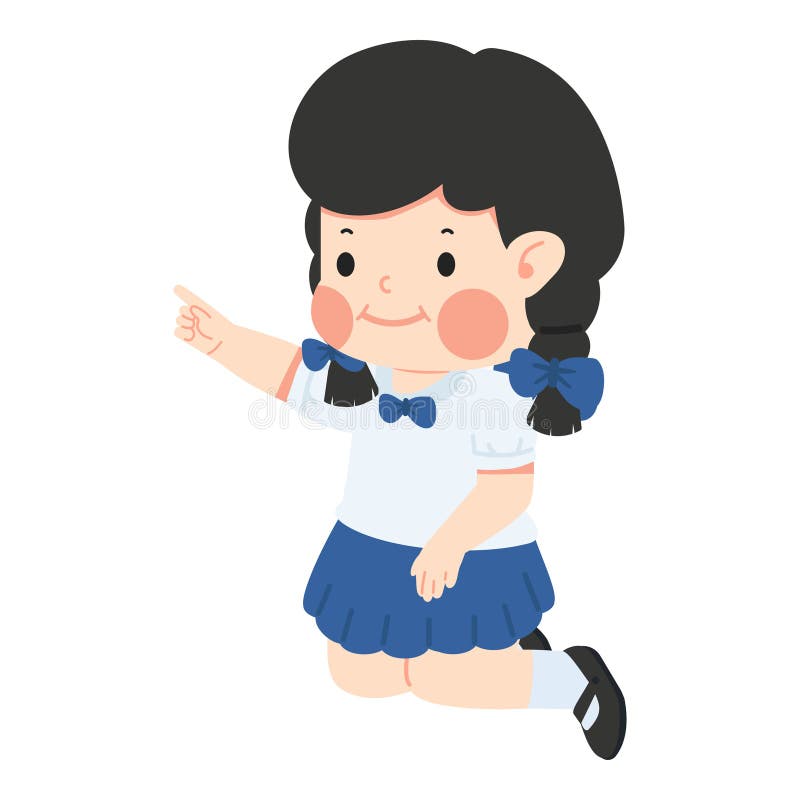 Kid Student Sitting on the Floor Pointing with a Finger Stock Vector ...