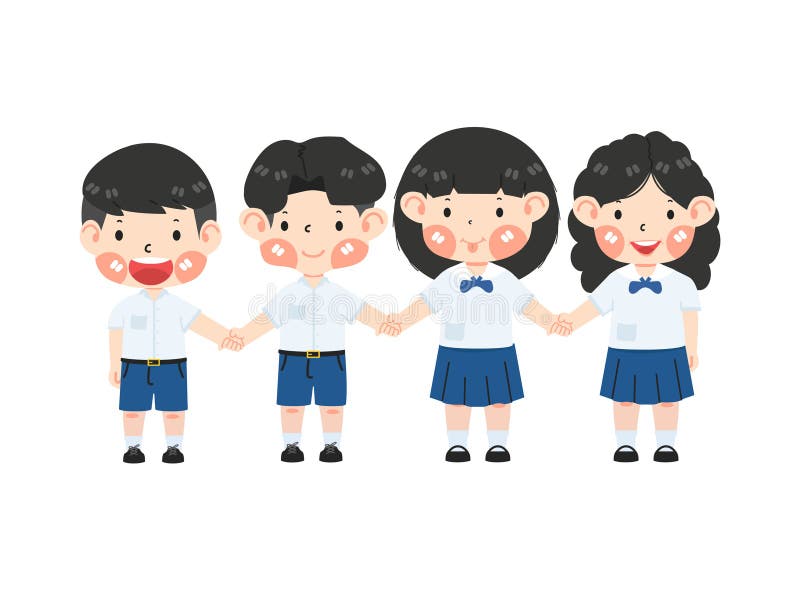 Kid Students Friends Hold Hands Group Stock Vector - Illustration of ...