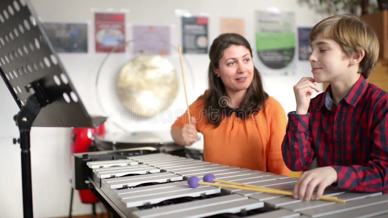 Kid Studying Percussion Instrument Stock Video - Video of play ...