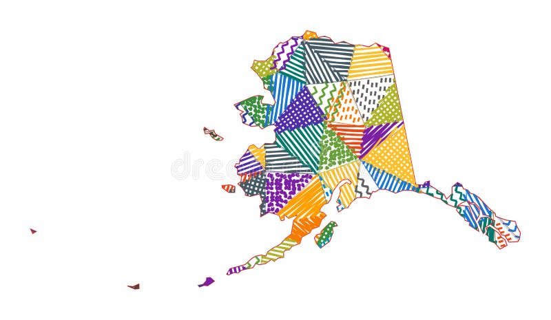 Kid style map of Alaska. stock vector. Illustration of polygon - 224605446