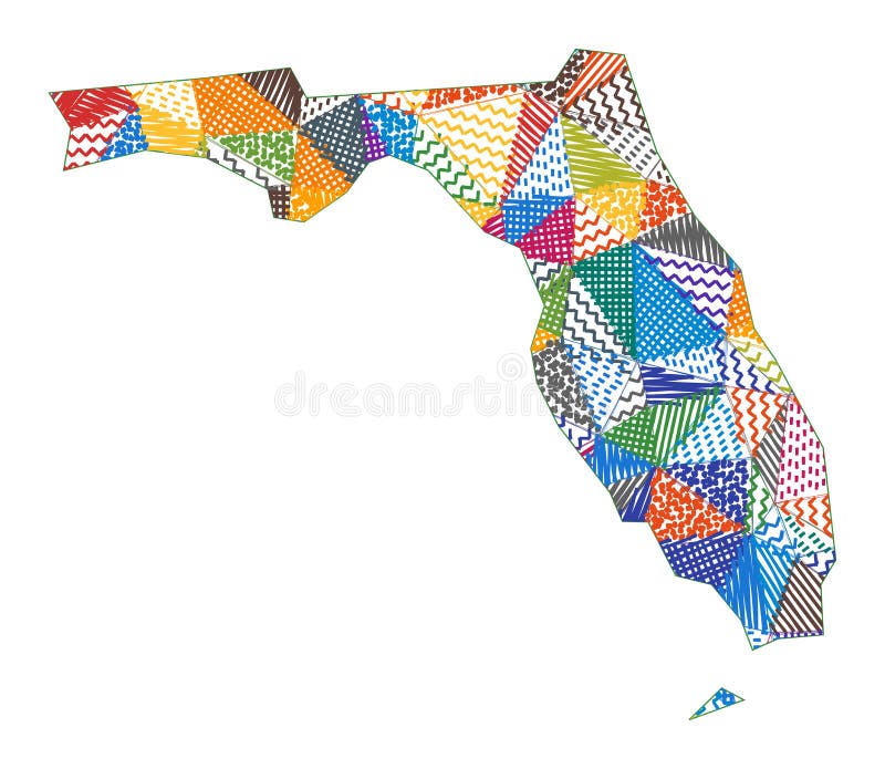 Kid style map of Florida. stock vector. Illustration of shape - 226343891