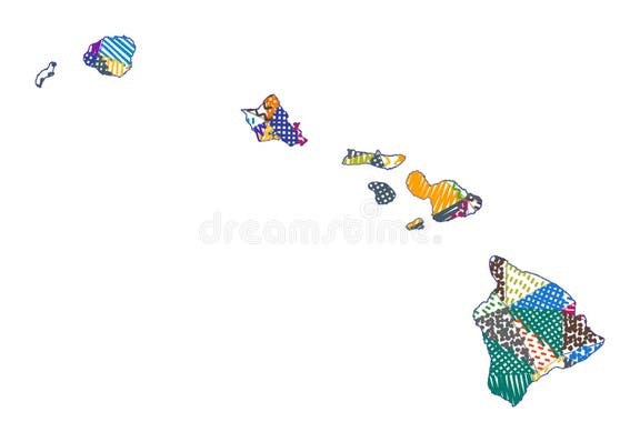 Kid style map of Hawaii. stock vector. Illustration of drawn - 226647947