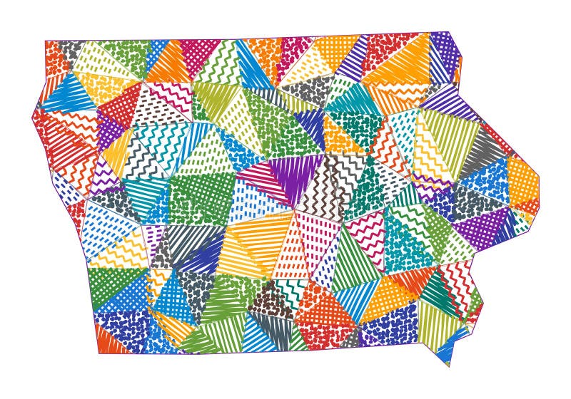 Sketch Map of Iowa. Grayscale Hand Drawn Map of. Stock Vector ...