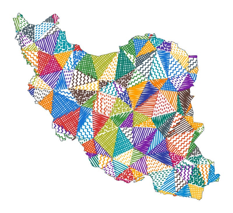 Iran Freehand Pencil Sketch Outline Vector Map Isolated on White ...