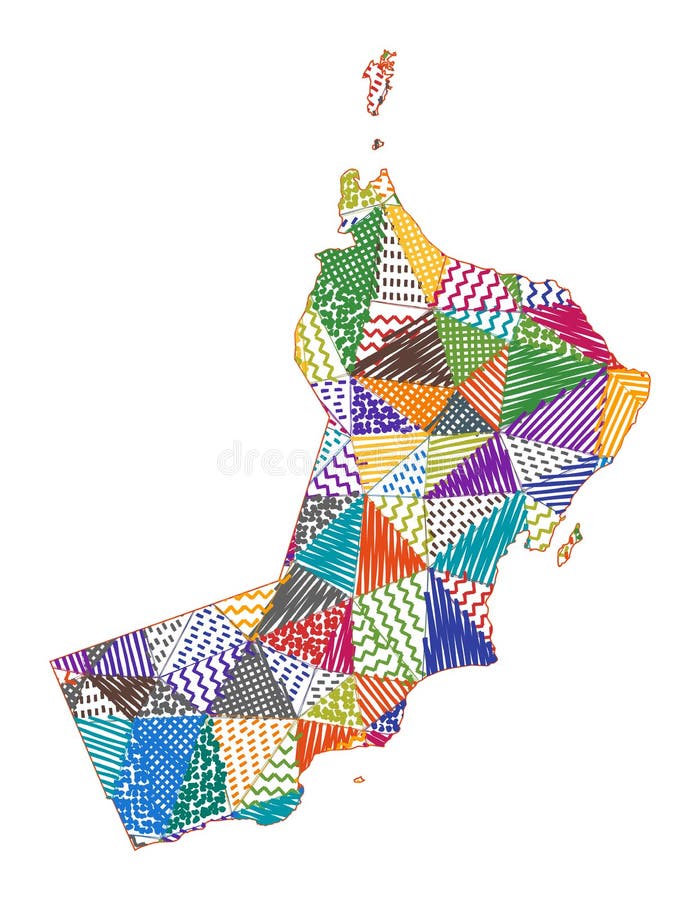Kid style map of Oman. stock vector. Illustration of polygon - 225511271