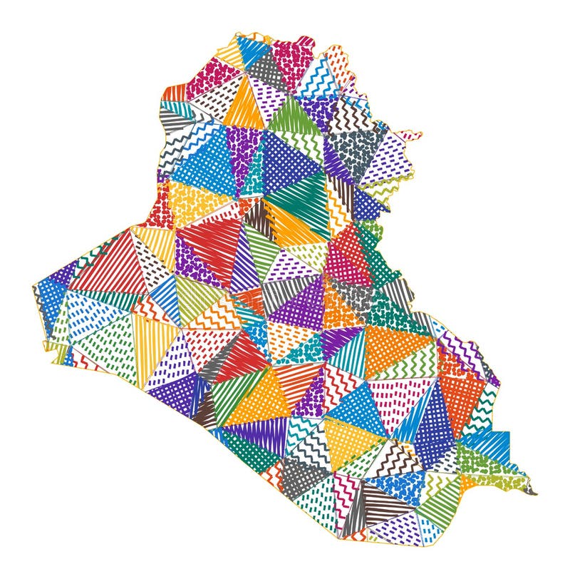 Kid Style Map of Republic of Iraq. Stock Vector - Illustration of ...