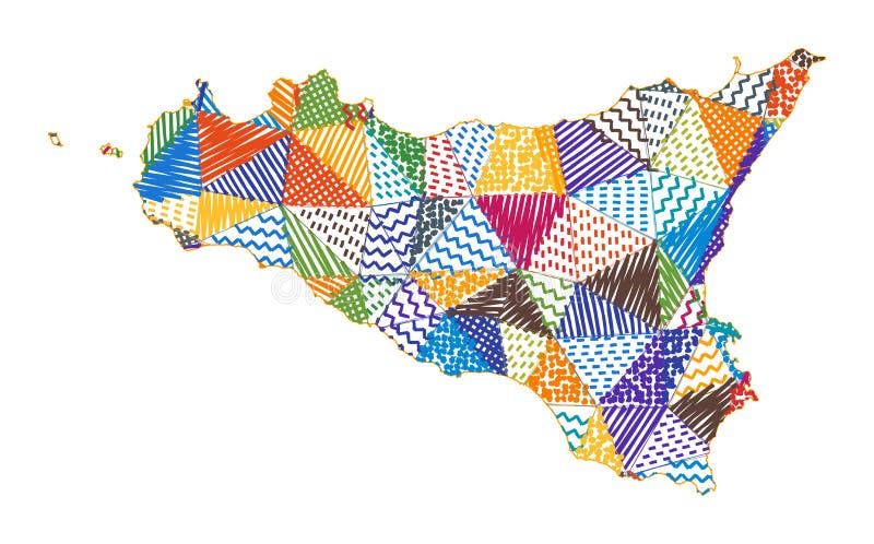 Kid style map of Sicilia. stock vector. Illustration of polygon - 224605730