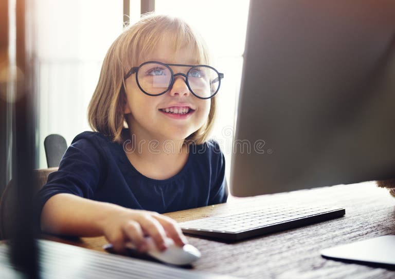 Kid Surfing Computer Internet Lifestyle Concept Stock Image - Image of ...
