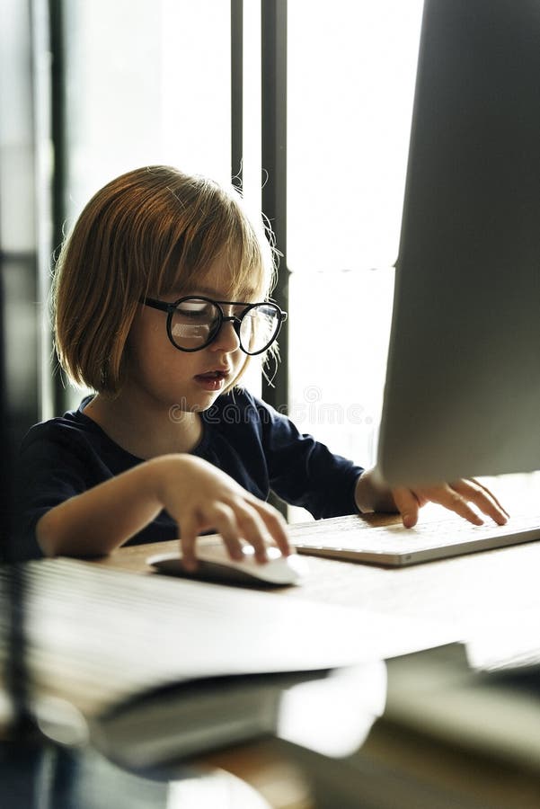 Kid Surfing Computer Internet Lifestyle Concept Stock Photo - Image of ...