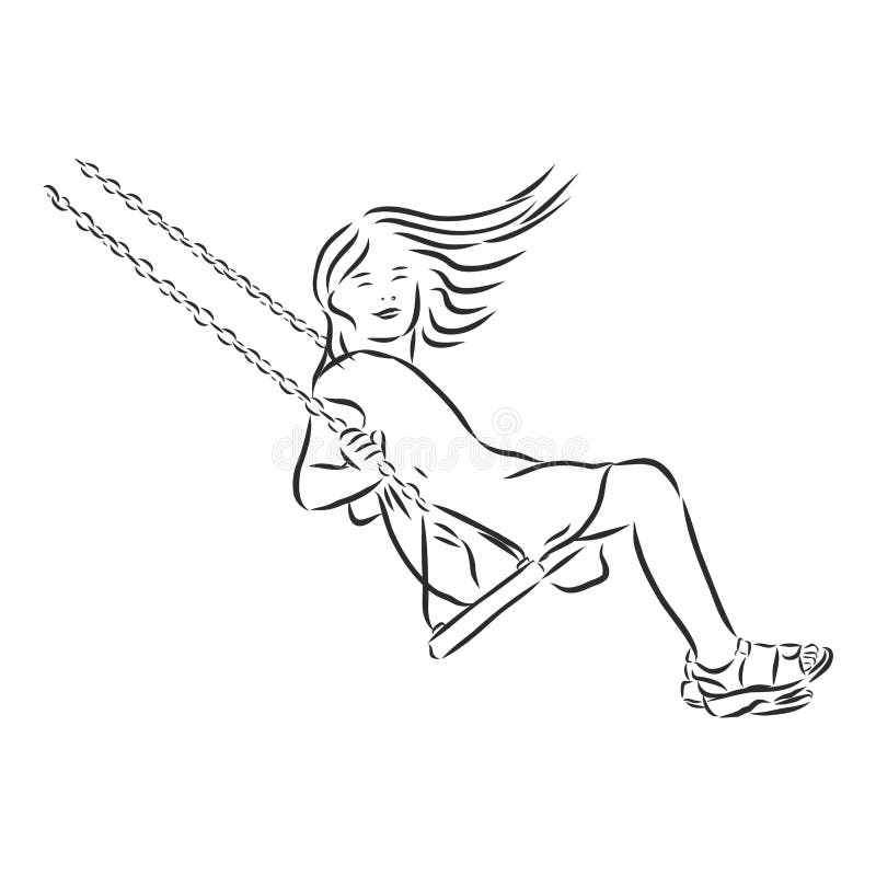 Kid on a Swing Vector Sketch Illustration. Swing Sign Stock ...