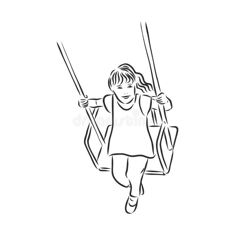 Kid on a Swing Vector Sketch Illustration. Swing Sign Stock ...