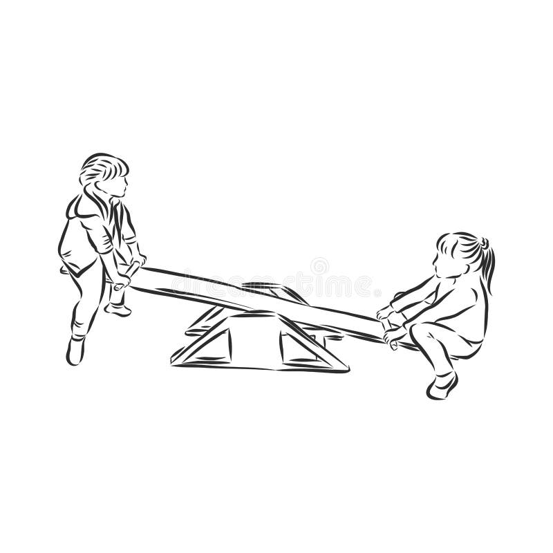 Kid on a Swing Vector Sketch Illustration. Swing Sign Stock ...