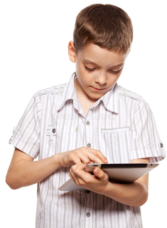 Child using a tablet PC stock photo. Image of network - 35403254