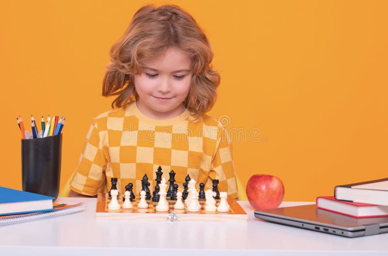 Kid Thinking about Chess. the Concept of Learning and Growing Children ...