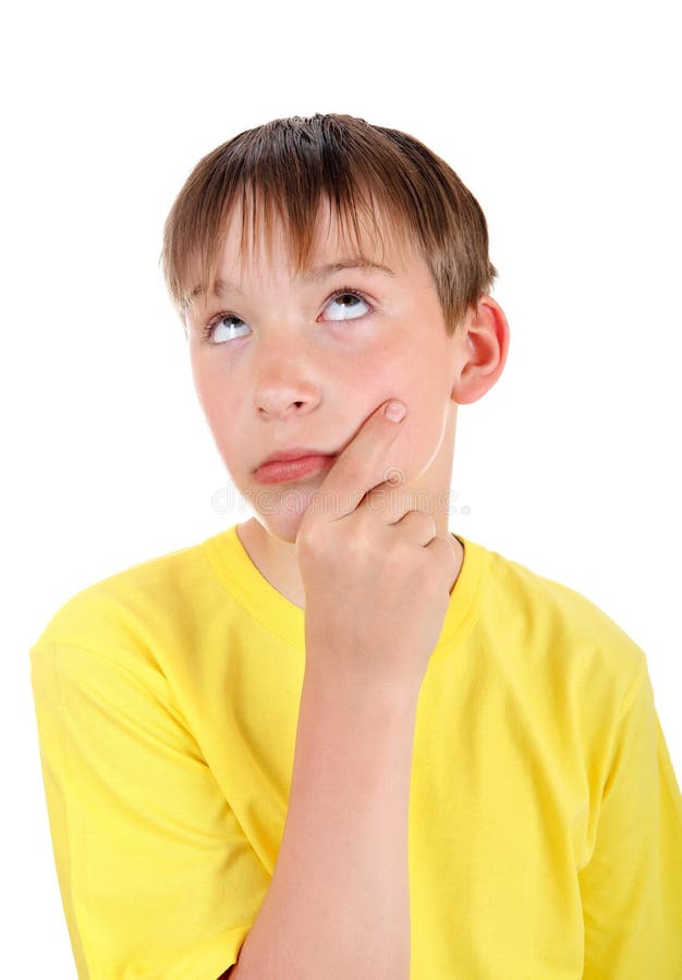 Kid thinking stock photo. Image of compute, face, teen - 41824056