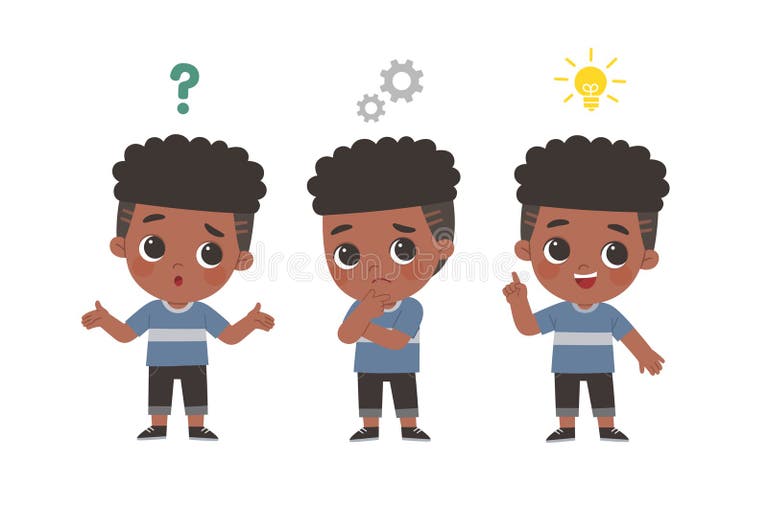 Kid Thinking and Search for Idea Process. Stock Vector - Illustration ...