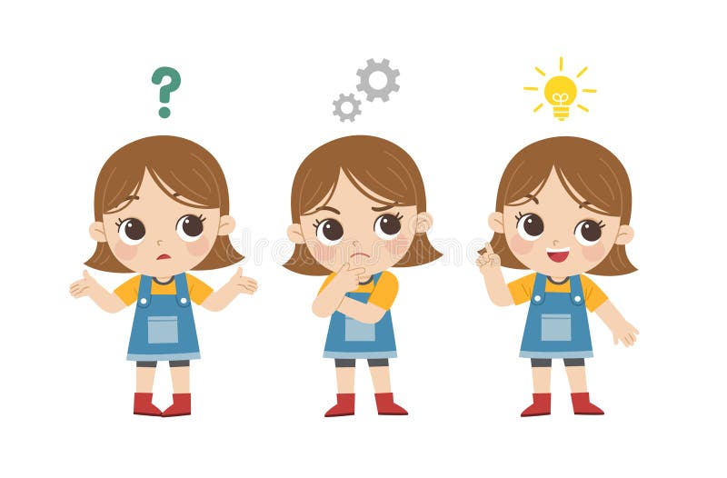 Kid Thinking and Search for Idea Process. Stock Vector - Illustration ...