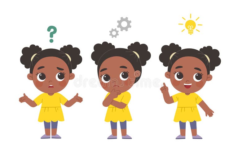 Kid Thinking and Search for Idea Process. Stock Vector - Illustration ...