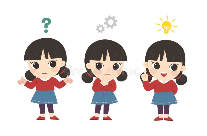 Kid Thinking and Search for Idea Process. Stock Vector - Illustration ...