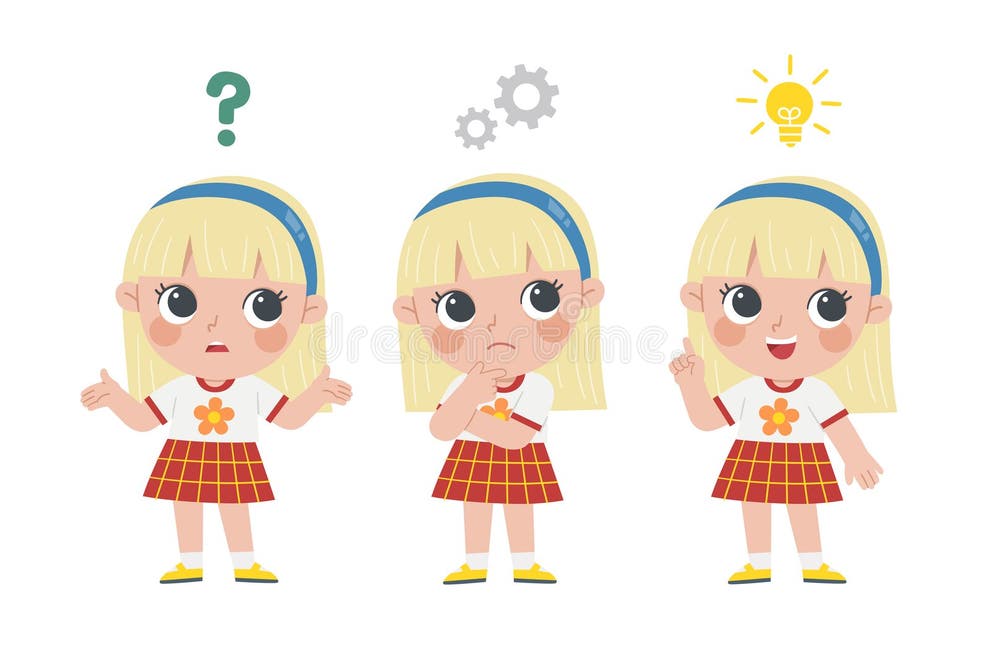 Kid Thinking and Search for Idea Process. Stock Vector - Illustration ...