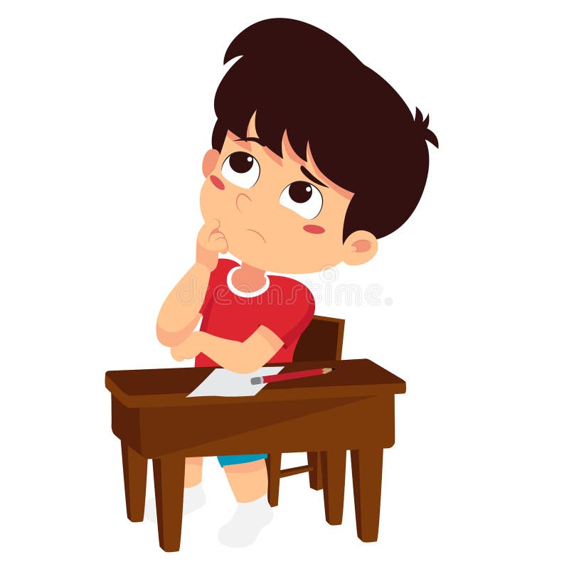 Kid Thinking.vector and Illustration. Stock Vector - Illustration of ...