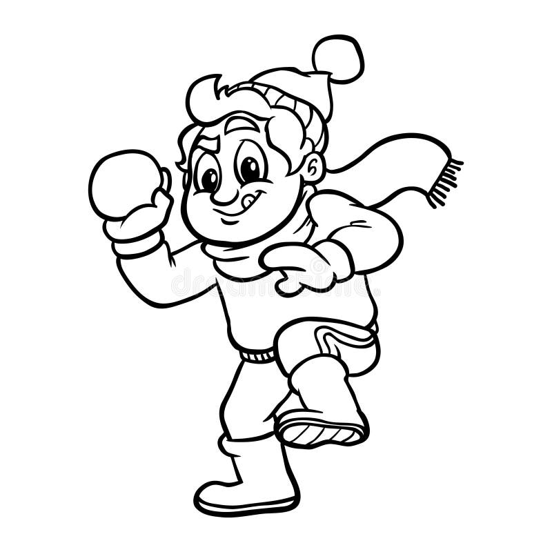 Boy Throwing Snowball. Winter Kid Fun Activity Stock Vector ...