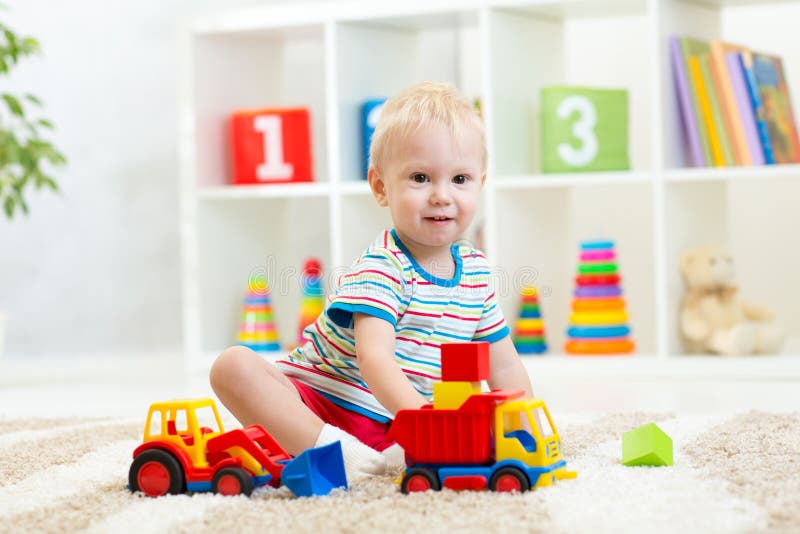 Kid Toddler Playing with Toy Car Stock Photo - Image of childhood, play ...