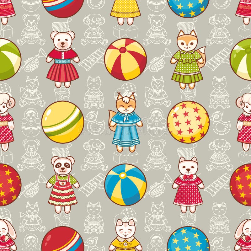 Kid Toy Seamless Pattern. Design Element for Postcard, Banner, Flyer ...