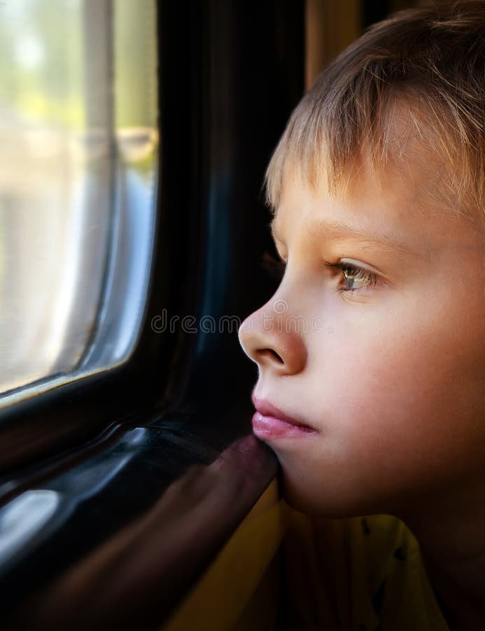 Kid in the Train closeup stock photo. Image of railway - 320186172