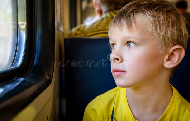Kid in the Train stock image. Image of observe, train - 284815173