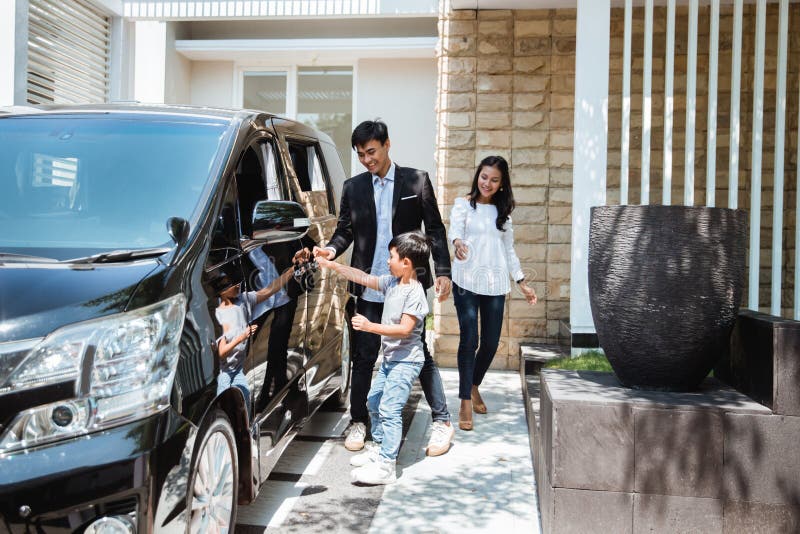 Kid Try To Get in To the Car with Parent Stock Image - Image of parent ...