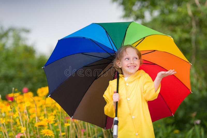 Kid with umbrella stock photo. Image of little, weather - 56304296