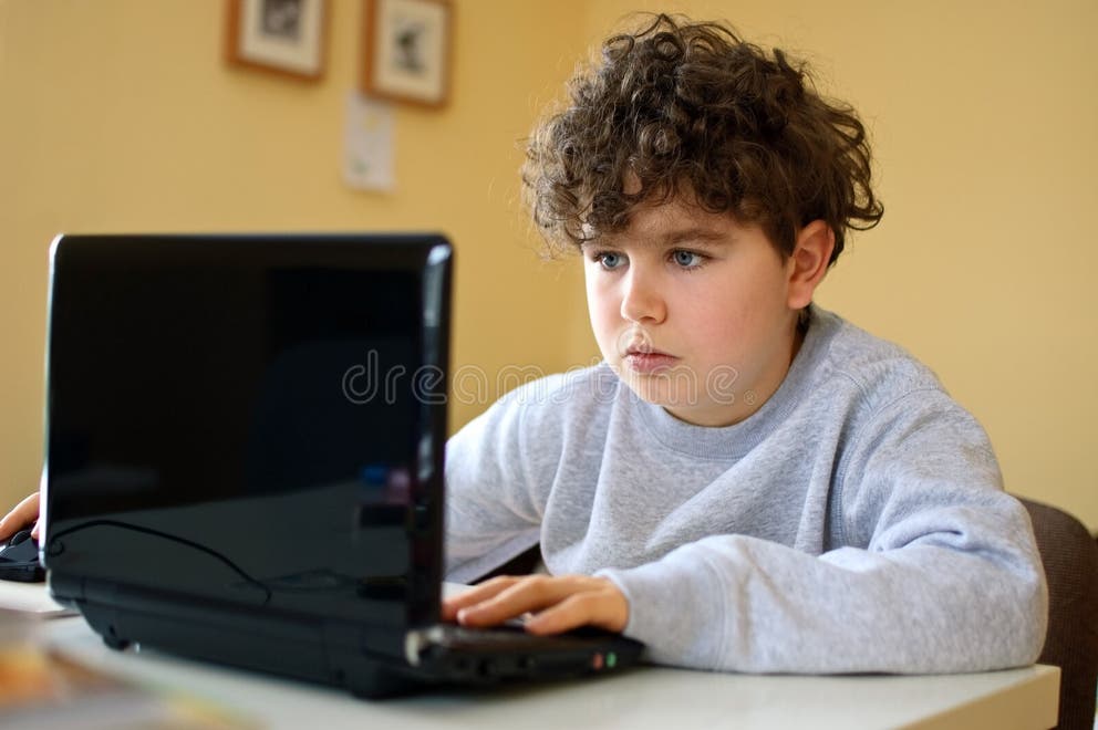 Kid using computer stock image. Image of children, computer - 14798295