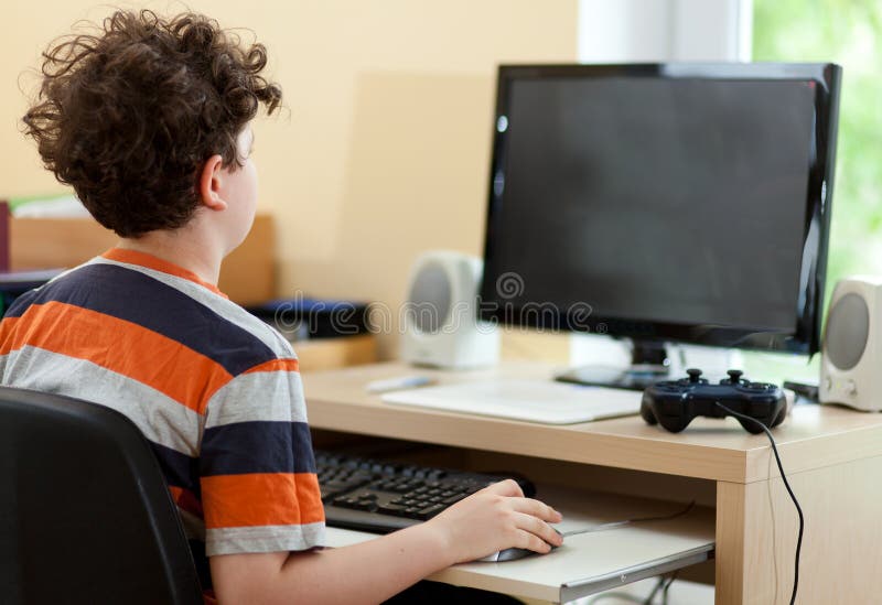 Group of Children Friends Playing Computer Games Stock Photo - Image of ...