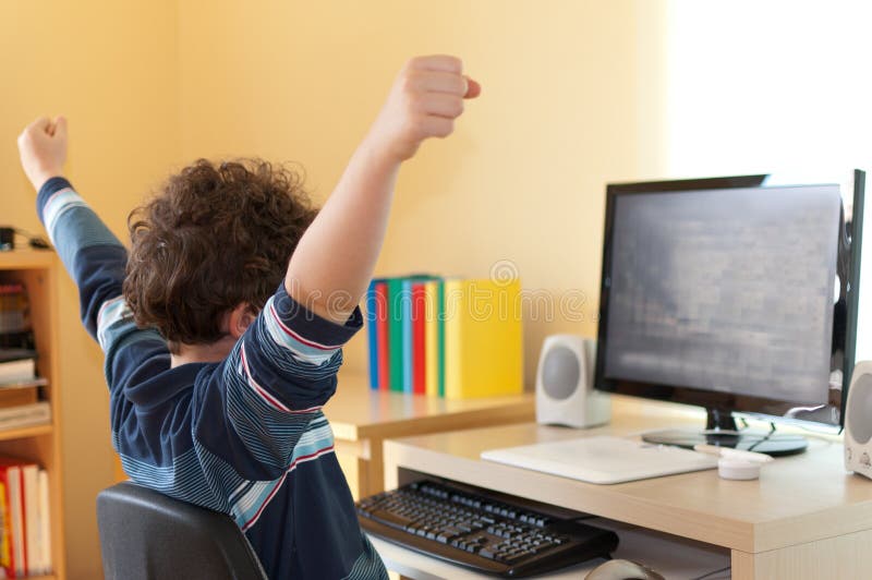 Kid using computer stock photo. Image of caucasian, enjoyment - 16425670