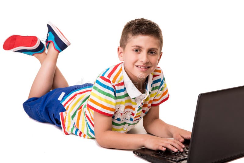 Kid using a computer stock image. Image of child, learning - 44614015