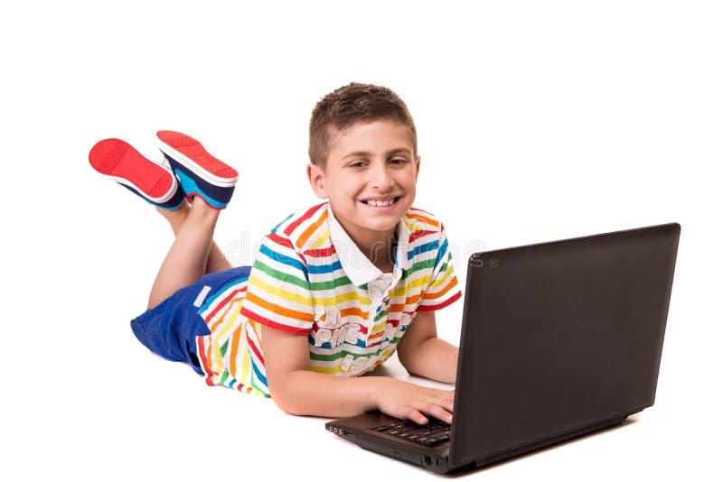 Kid using a computer stock image. Image of happy, internet - 44896559