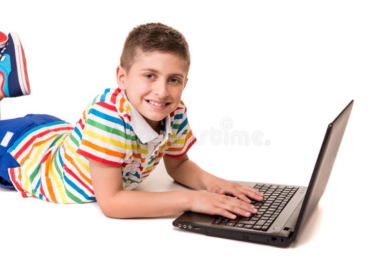 Kid using a computer stock image. Image of student, lifestyle - 44896611