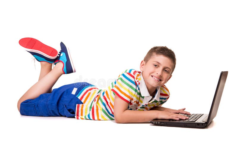 Kid using a computer stock image. Image of happy, internet - 44896559