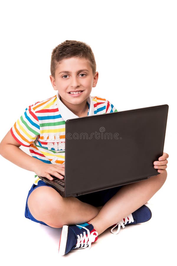 Kid using a computer stock image. Image of student, lifestyle - 44896611