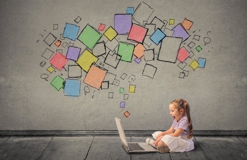 Kid using computer stock image. Image of computer, colorful - 71284125