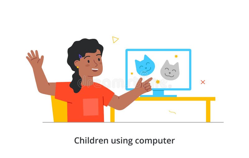 Kid Using Gadgets Abstract Concept Stock Vector - Illustration of point ...