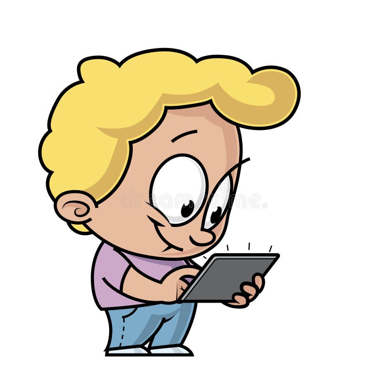 Kid using a tablet stock vector. Illustration of tablet - 149833446