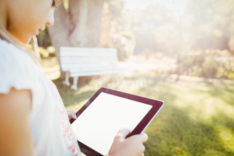 Kid Using Technology during a Sunny Day Stock Image - Image of ...